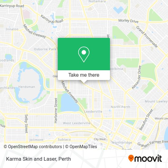 How to get to Karma Skin and Laser in Mount Hawthorn by bus or train?