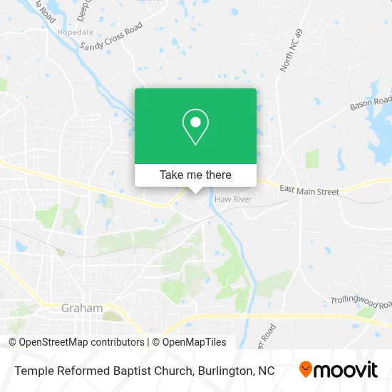 ¿Cómo llegar a Temple Reformed Baptist Church en Haw River en autobús?