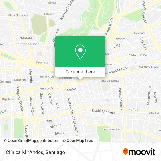¿Cómo llegar a Clínica MirAndes en Providencia en Micro o metro?