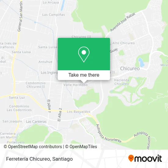 ¿Cómo llegar a Ferretería Chicureo en Colina en Micro o metro?