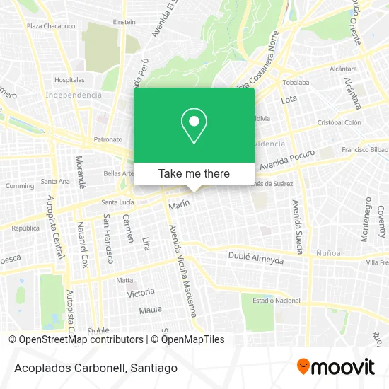 ¿Cómo llegar a Acoplados Carbonell en Providencia en Micro o metro?