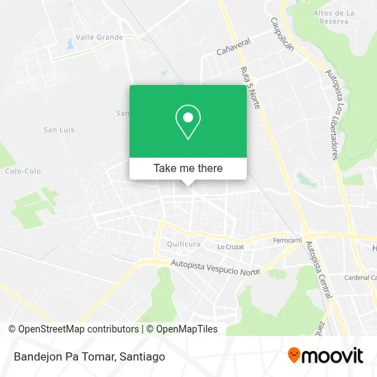 ¿Cómo llegar a Bandejon Pa Tomar en Quilicura en Micro o metro?