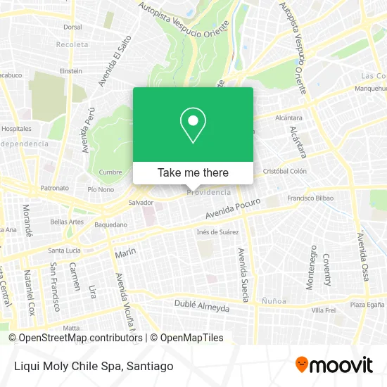 ¿Cómo llegar a Liqui Moly Chile Spa en Providencia en Micro o metro?