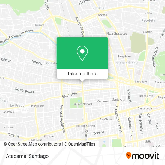 ¿Cómo llegar a Atacama en Santiago en Micro, metro o tren ligero?