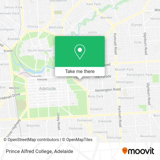 How to Get to Prince Alfred College in Kent Town by Bus or Train?