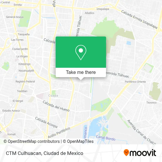 ¿Cómo llegar a CTM Culhuacan en Iztapalapa en autobús o metro?