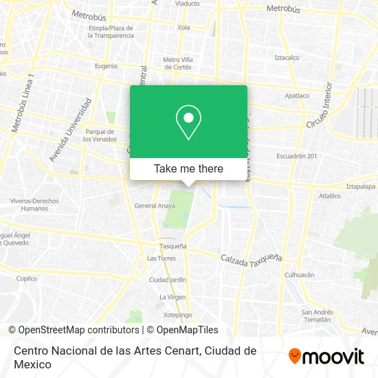 ¿Cómo llegar a Centro Nacional de las Artes Cenart en Benito Juárez en ...