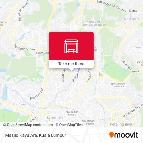 How to Get to Masjid Kayu Ara in Petaling by Bus or MRT & LRT?