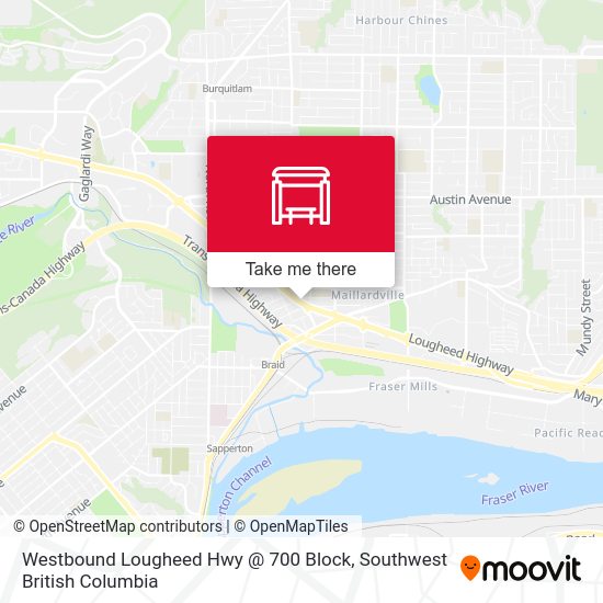 Westbound Lougheed Hwy @ 700 Block stop - Routes, Schedules, and Fares