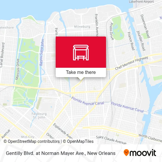 Gentilly Blvd. at Norman Mayer Ave. stop - Routes, Schedules, and Fares
