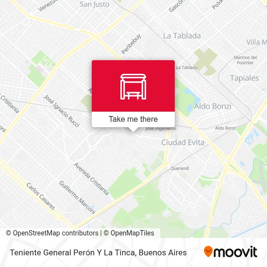 Teniente General Perón Y La Tinca parada - Rutas, horarios y tarifas