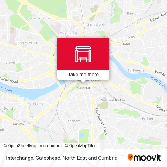 Interchange, Gateshead stop - Routes, Schedules, and Fares