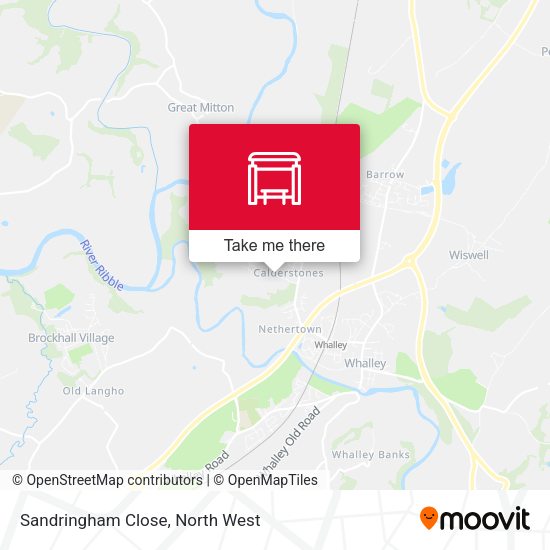 How to get to Sandringham Close in Whalley by bus or train?