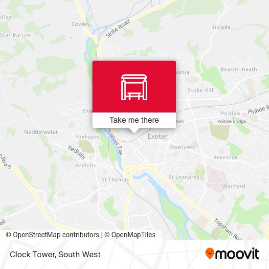 How to get to Clock Tower in Exeter by bus or train?