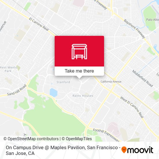 On Campus Drive @ Maples Pavilion stop - Routes, Schedules, and Fares