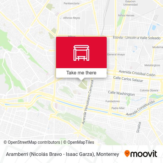 Aramberri (Nicolás Bravo - Isaac Garza) parada - Rutas, horarios y tarifas