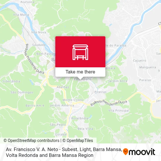 Av. Francisco V. A. Neto - Subest. Light, Barra Mansa stop - Routes ...