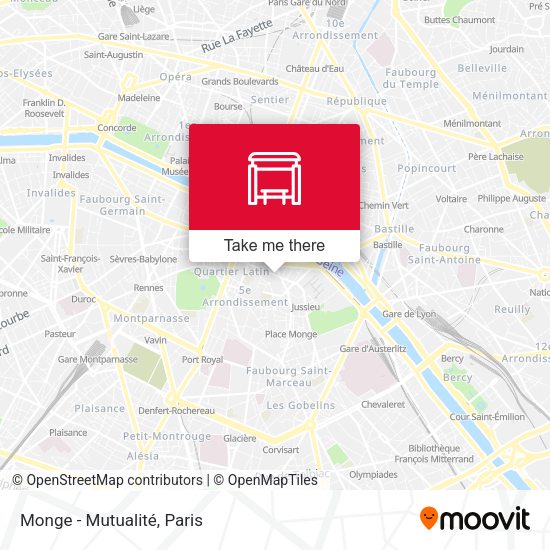 How to Get to Monge - Mutualité in Paris by Metro, Bus, Light Rail or RER?