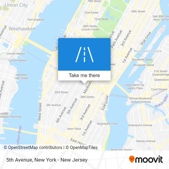 How to get to 5th Avenue, Manhattan by bus, subway or train?