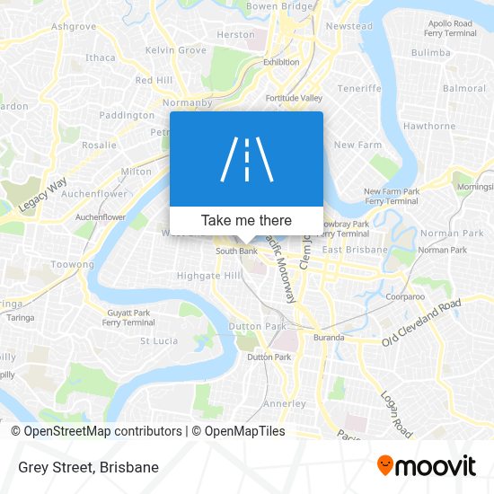 How to get to Grey Street, South Brisbane by bus or train?