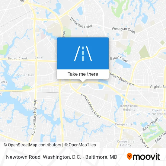 How to get to Newtown Road, Virginia Beach by bus, light rail or train?