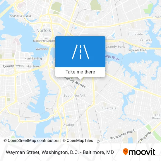 ¿Cómo llegar a Wayman Street, Norfolk en autobús o tren?