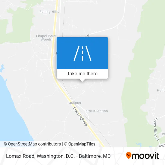 How to get to Lomax Road, Charles County by bus or train?