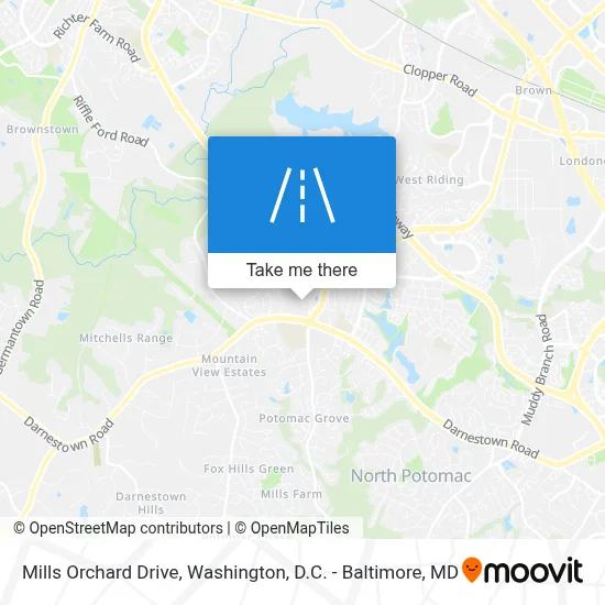 ¿Cómo llegar a Mills Orchard Drive, Montgomery County en autobús o metro?