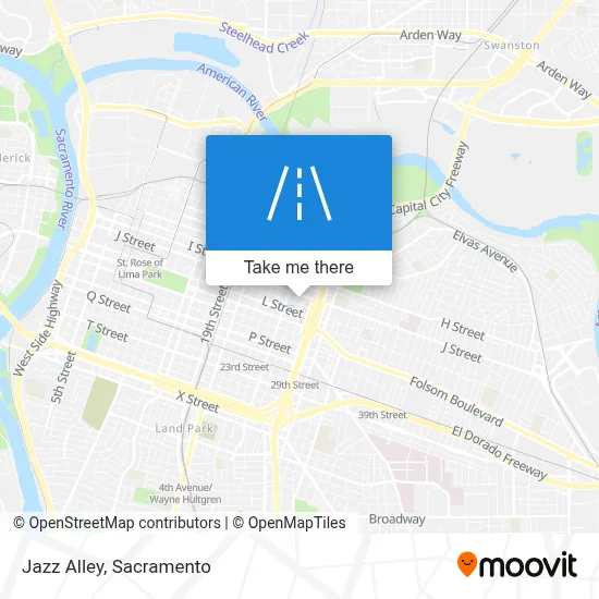 ¿Cómo llegar a Jazz Alley, Sacramento en autobús o tren ligero?