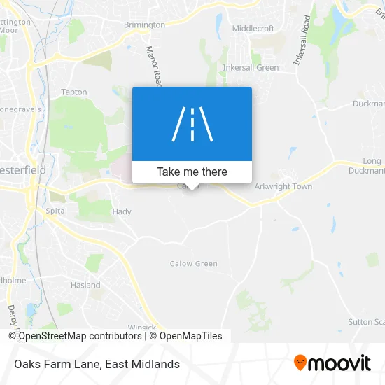 How to get to Oaks Farm Lane, North East Derbyshire by bus or train?