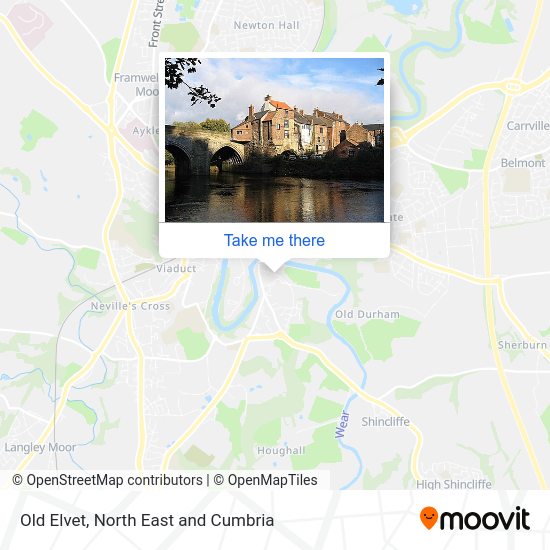 How to get to Old Elvet, County Durham by bus or train?