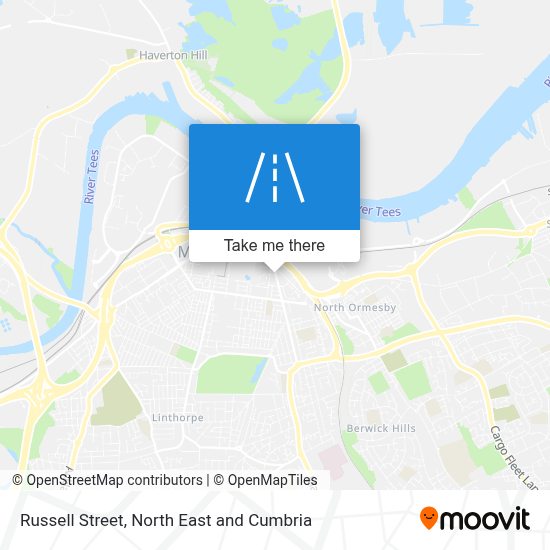 How to get to Russell Street, Middlesbrough by bus or train?