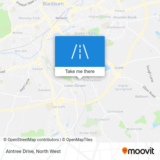 How to get to Aintree Drive, Blackburn by bus or train?