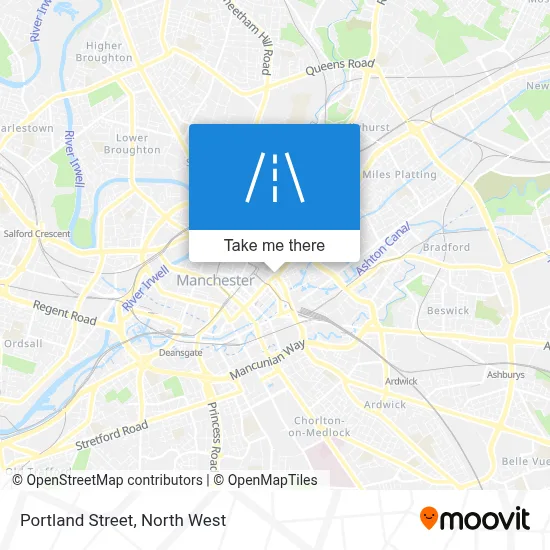 How to get to Portland Street, Manchester by bus, light rail or train?
