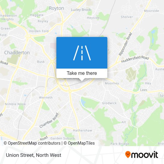 How to get to Union Street, Oldham by bus, light rail or train?