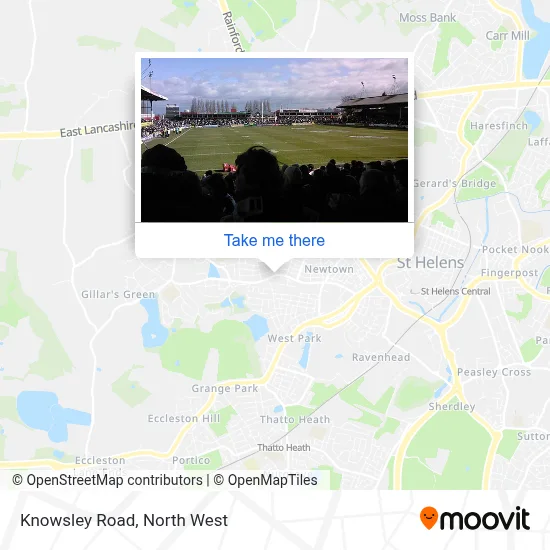 How to get to Knowsley Road, St Helens by bus or train?