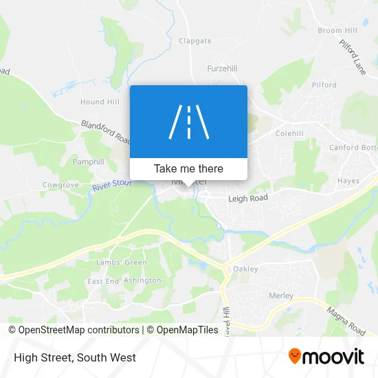 How to get to High Street, Wimborne Minster by bus?