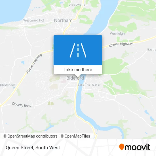 How to get to Queen Street, Bideford by bus or train?