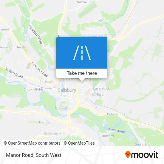 How to get to Manor Road, Salisbury by bus or train?