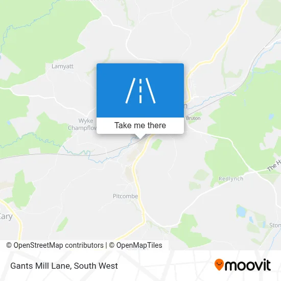 How to get to Gants Mill Lane, Bruton by bus or train?