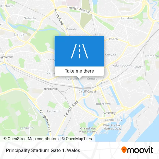 How to get to Principality Stadium Gate 1, Cardiff by bus or train?