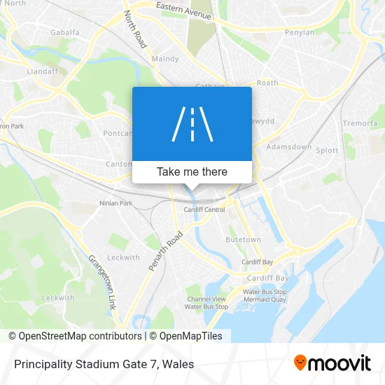How to get to Principality Stadium Gate 7, Cardiff by bus or train?