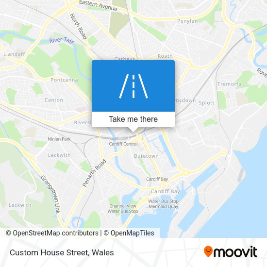 How to get to Custom House Street, Cardiff by bus or train?
