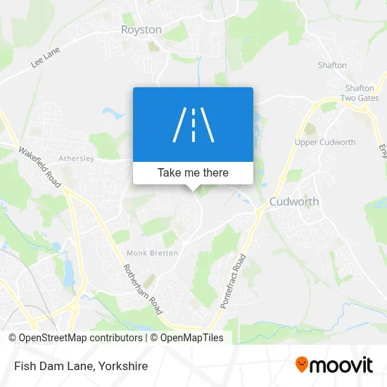 How to get to Fish Dam Lane, Barnsley by bus or train?