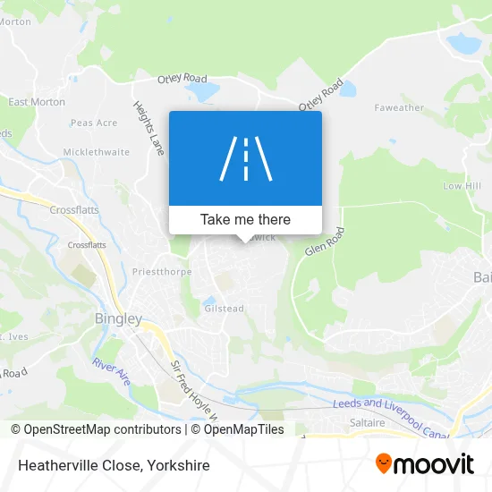 How to get to Heatherville Close, Bingley by bus or train?