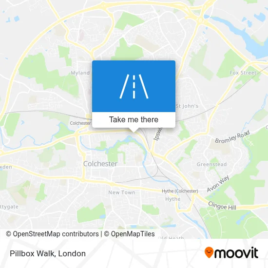 How to get to Pillbox Walk, Colchester by bus or train?