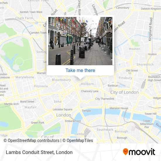How to get to Lambs Conduit Street, Bloomsbury by bus or train?
