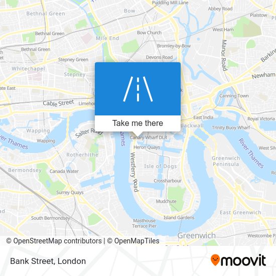 How to get to Bank Street, Canary Wharf by bus, train or Tube?