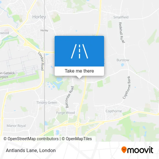 How to get to Antlands Lane, Crawley by bus or train?