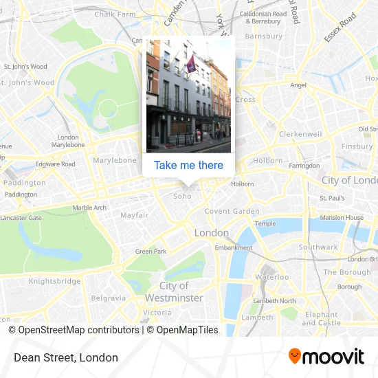 How to get to Dean Street, Soho by bus, Tube or train?